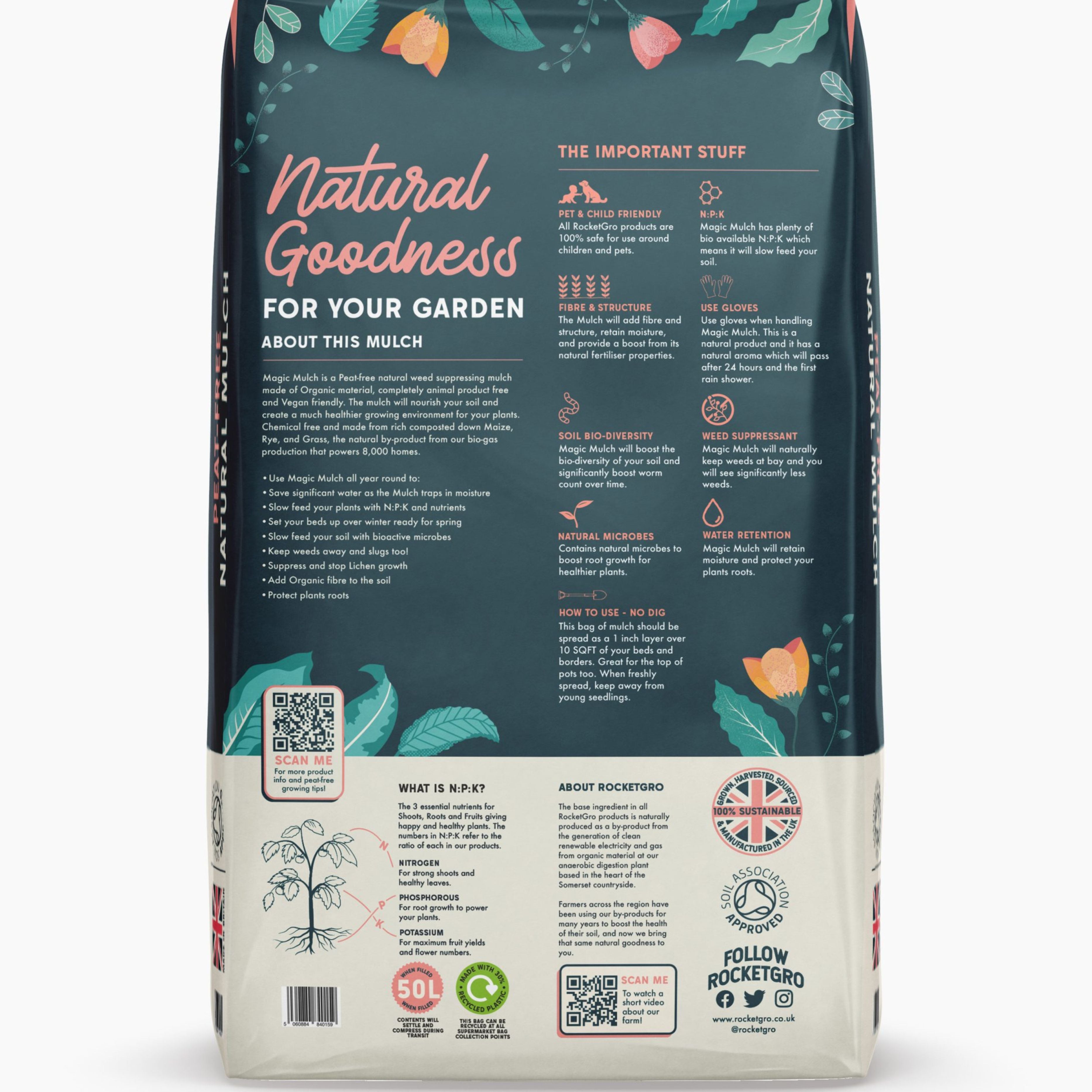 RocketGro Magic Mulch 50L | Peat-Free Organic Garden Mulch ...