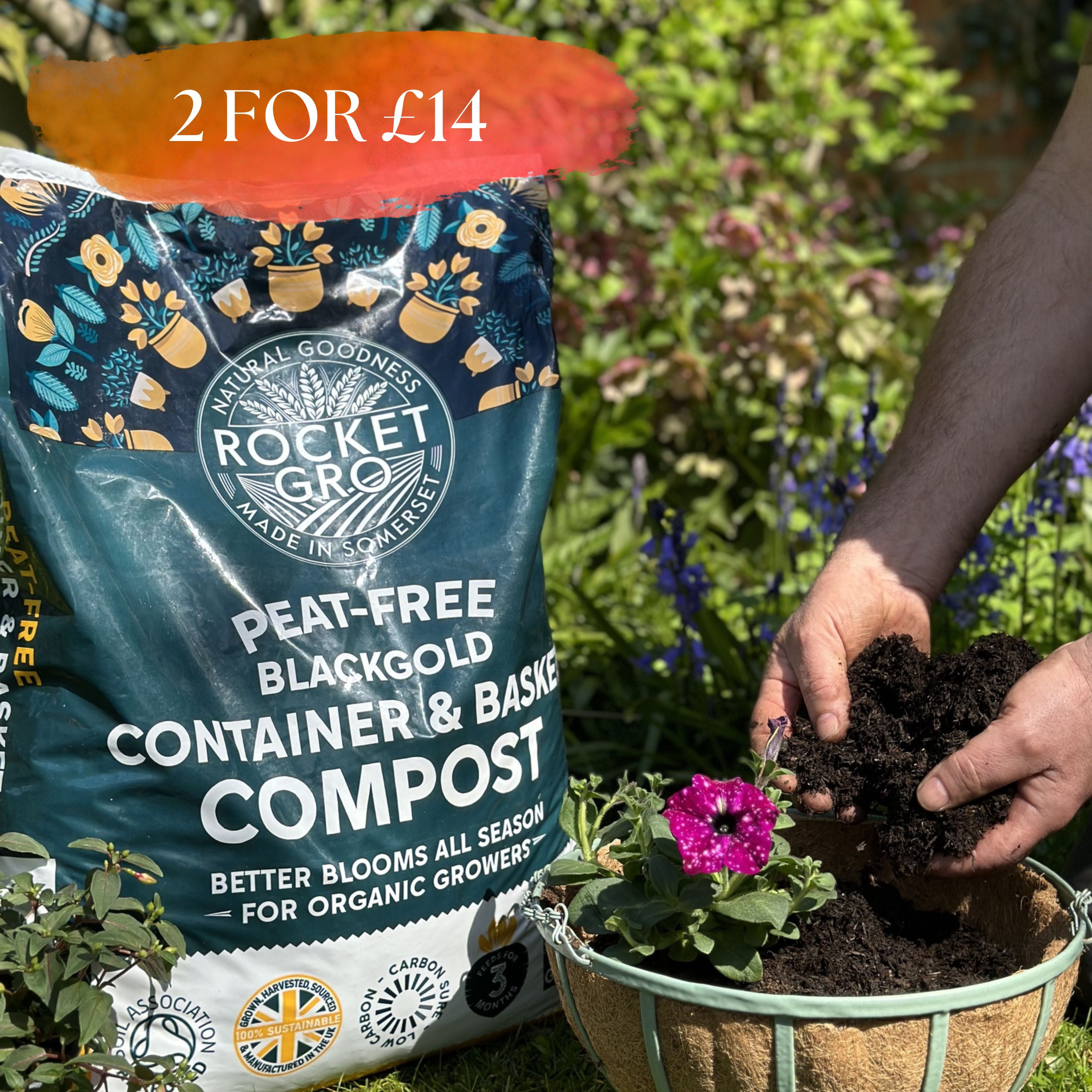 RocketGro Container & Basket Compost Peat Free 40L | Enriched Compost ...